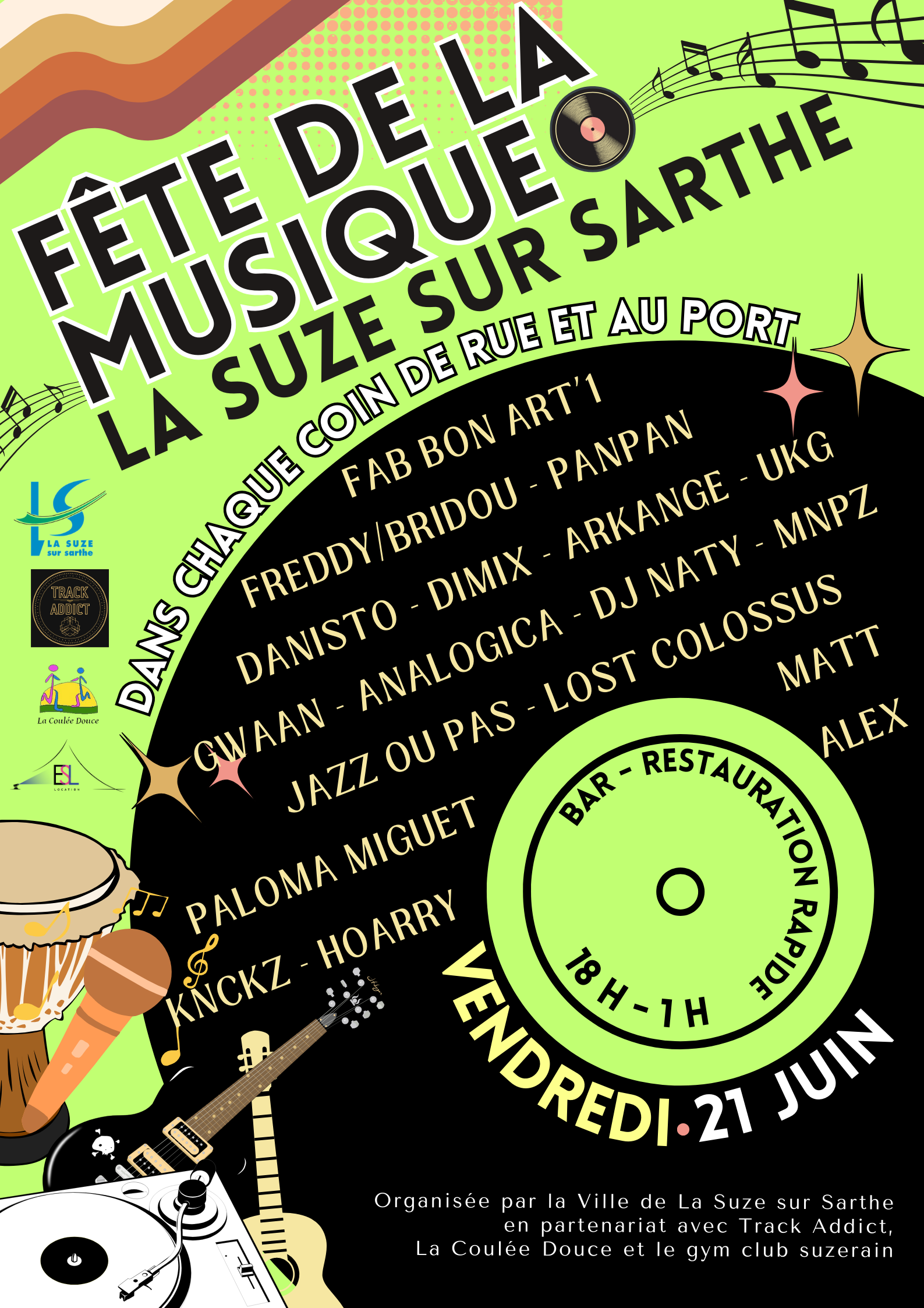 Un très beau programme pour la fête de la musique le 21 juin à La Suze ...