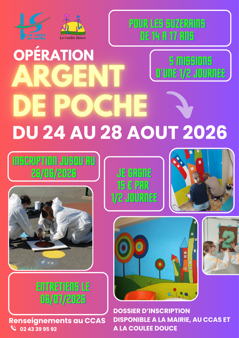 Opération "Argent de poche" du 24 au 28 août 2026. Inscription jusqu'au ...